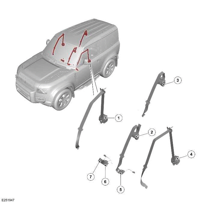Land Rover Defender - Component Location, Overview - Airbag and Safety ...